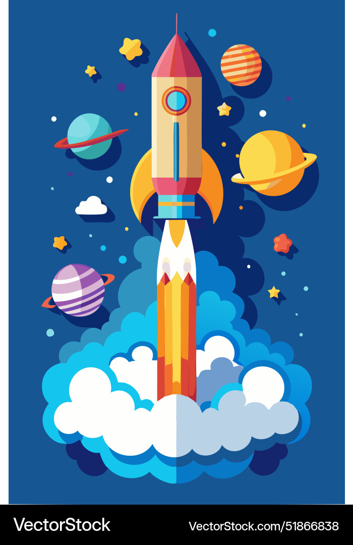 Rocket pencil creativity takes flight Royalty Free Vector