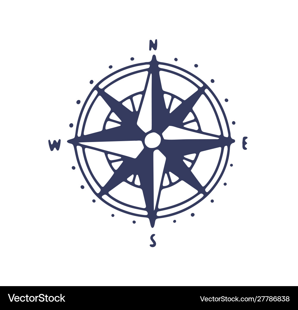 Rose wind icon minimalist compass Royalty Free Vector Image