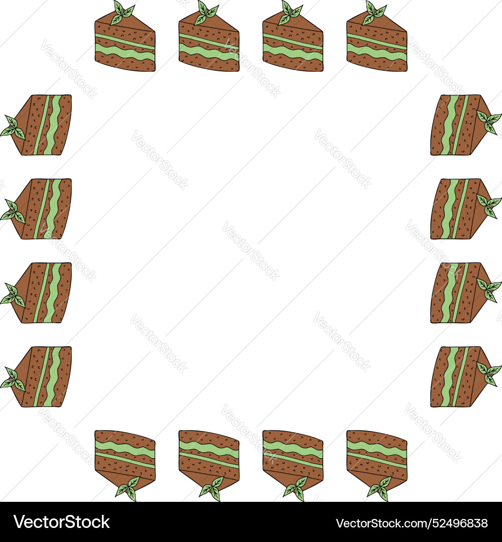 Square frame with mint cake on white background Vector Image