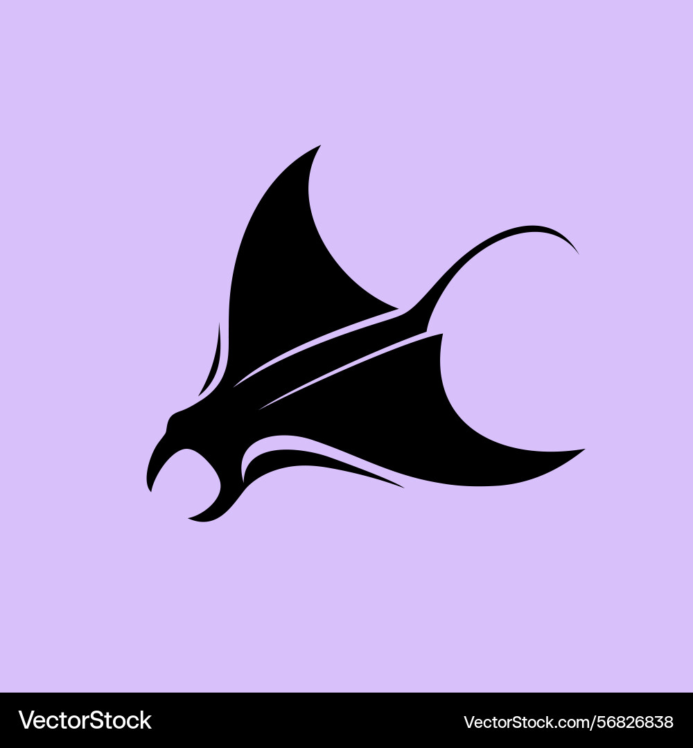 Stylized manta ray silhouette on pastel bac Vector Image