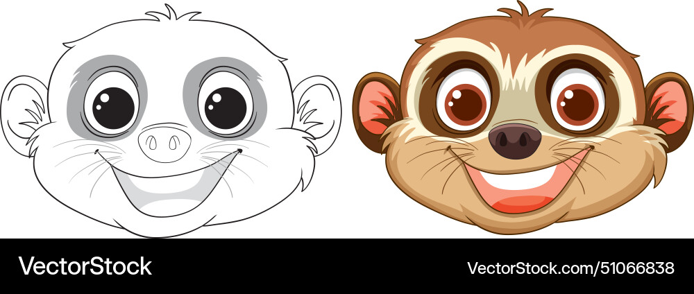Two smiling monkey faces in a style Royalty Free Vector