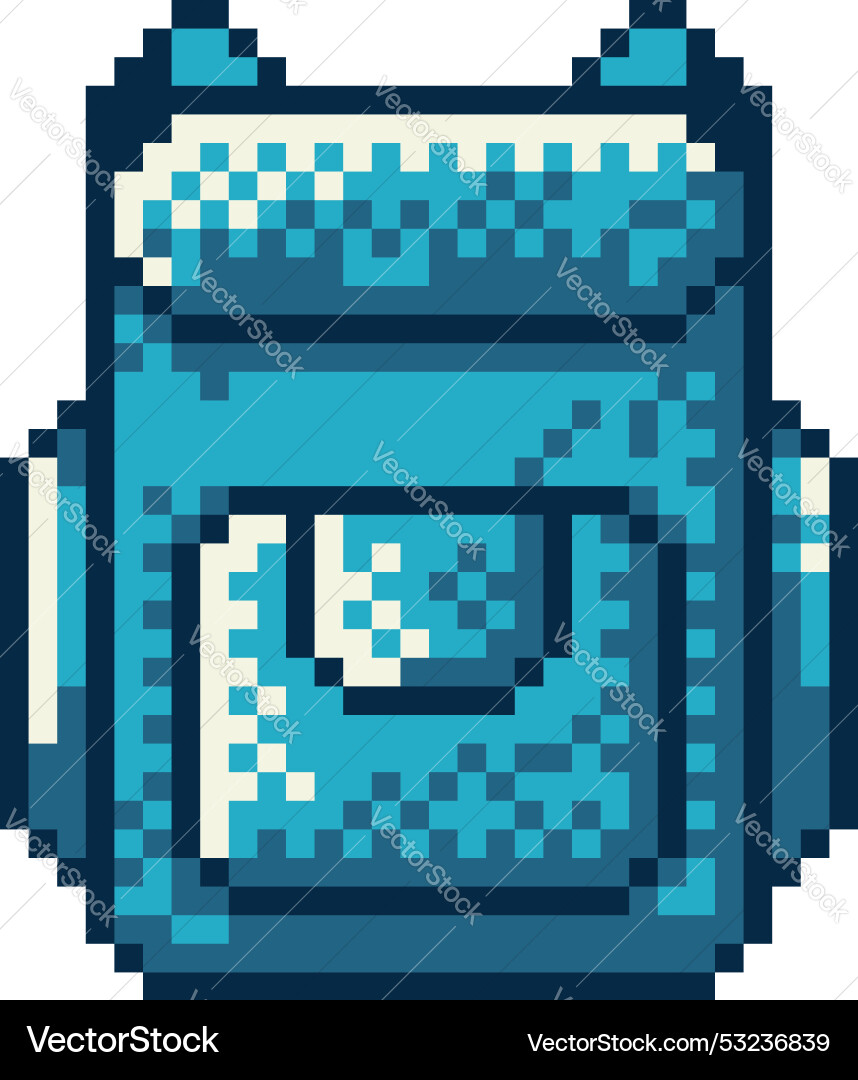 Blauer Rucksack Pixel Kunst-Symbol Lizenzfreies Vektorbild