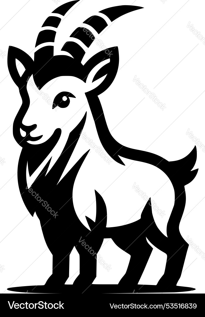 Cute markhor black and white Royalty Free Vector Image