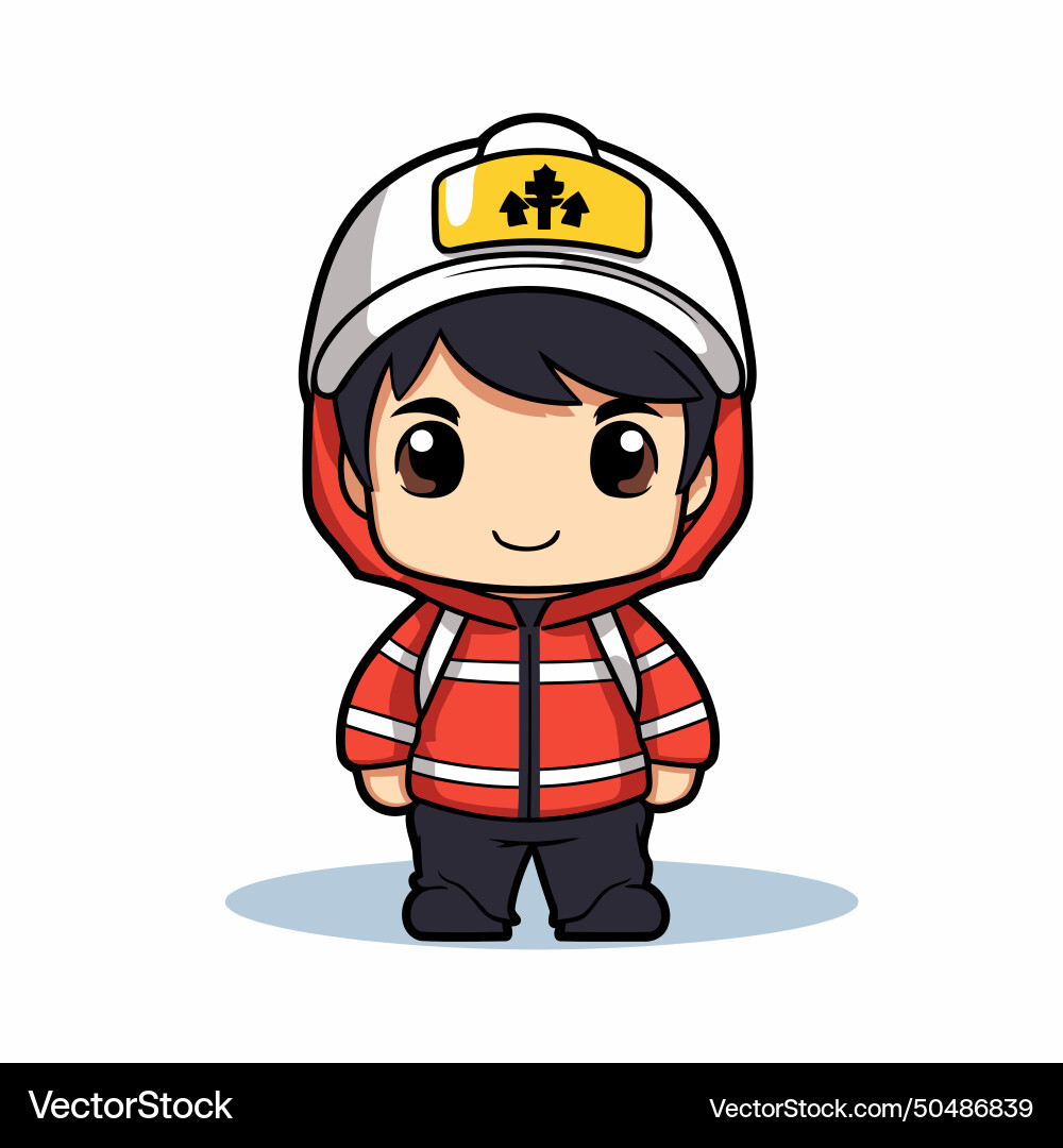 Firefighter boy - cute cartoon Royalty Free Vector Image