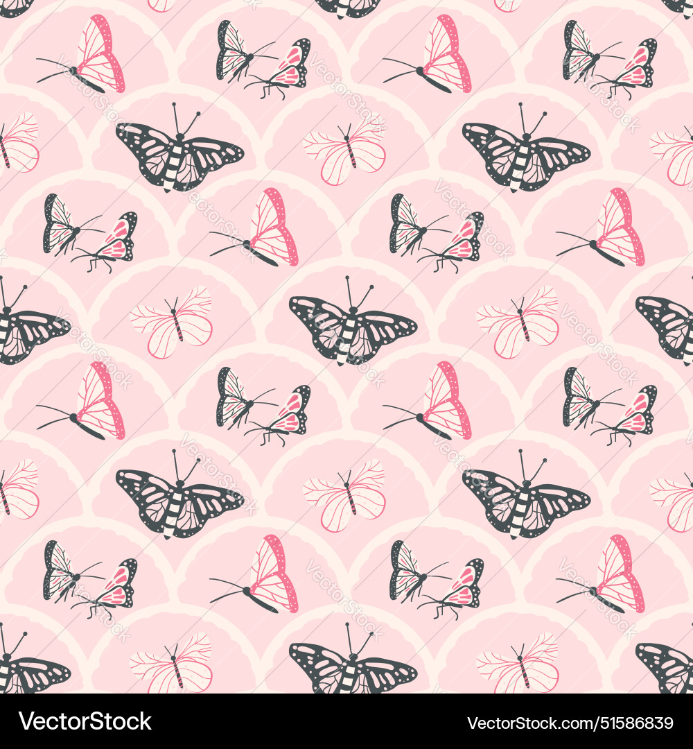 Fluttering butterflies seamless pattern pink Vector Image