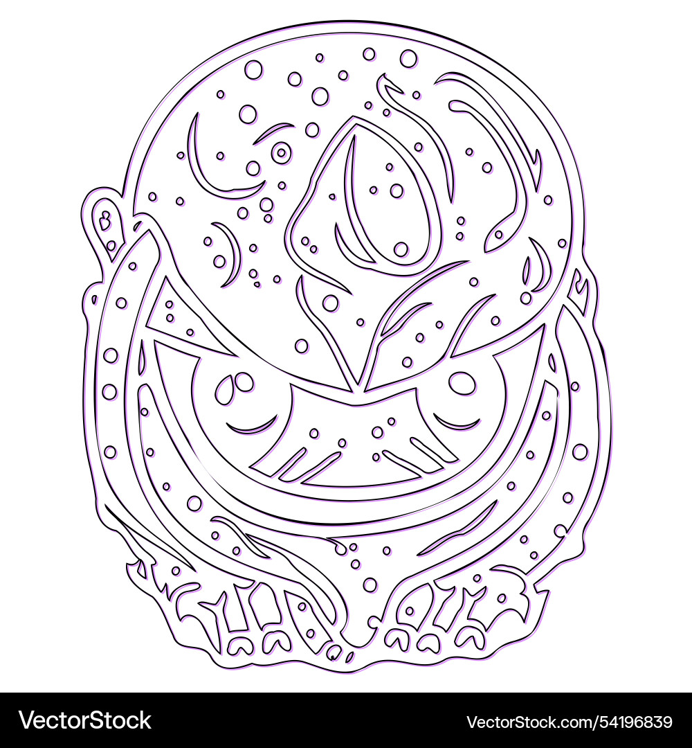 Monster alien outline sketch purple Royalty Free Vector