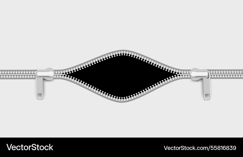Opening zipper on textile cover element isolated Vector Image