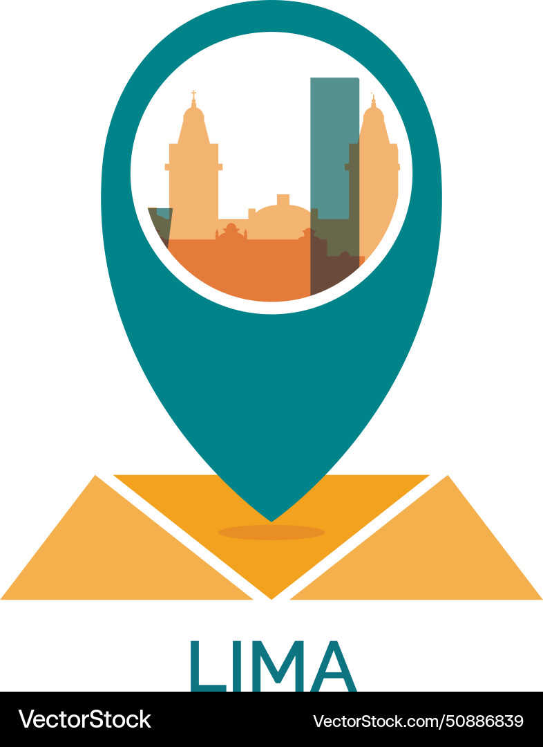 Peru lima map city pin point geolocation modern Vector Image