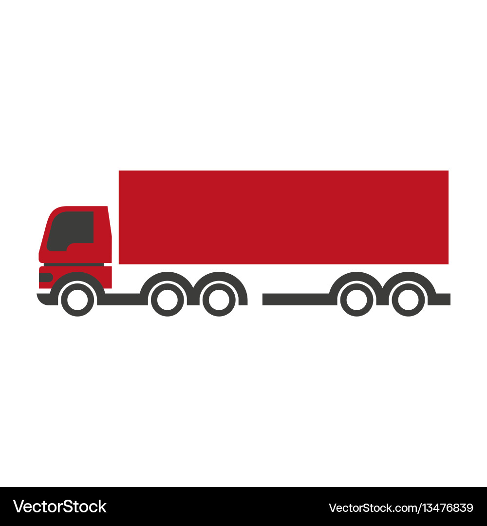 Red lorry icon in flat design isolated on white Vector Image