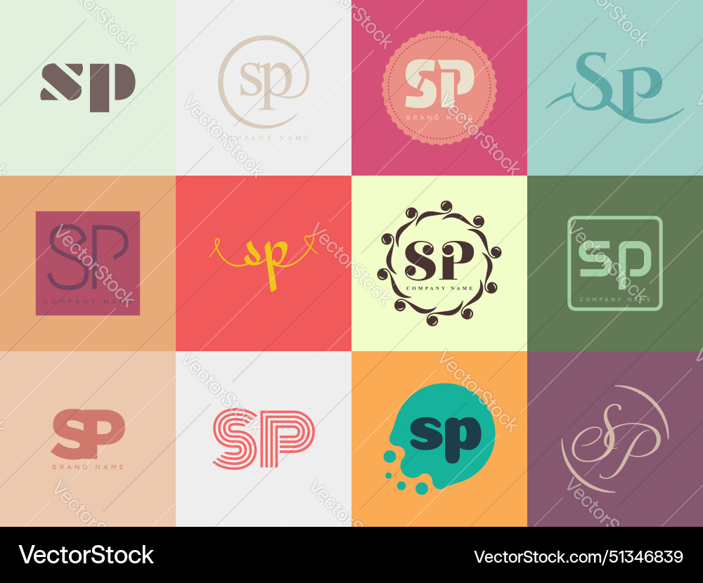 Sp logo company template letter s and p logotype Vector Image