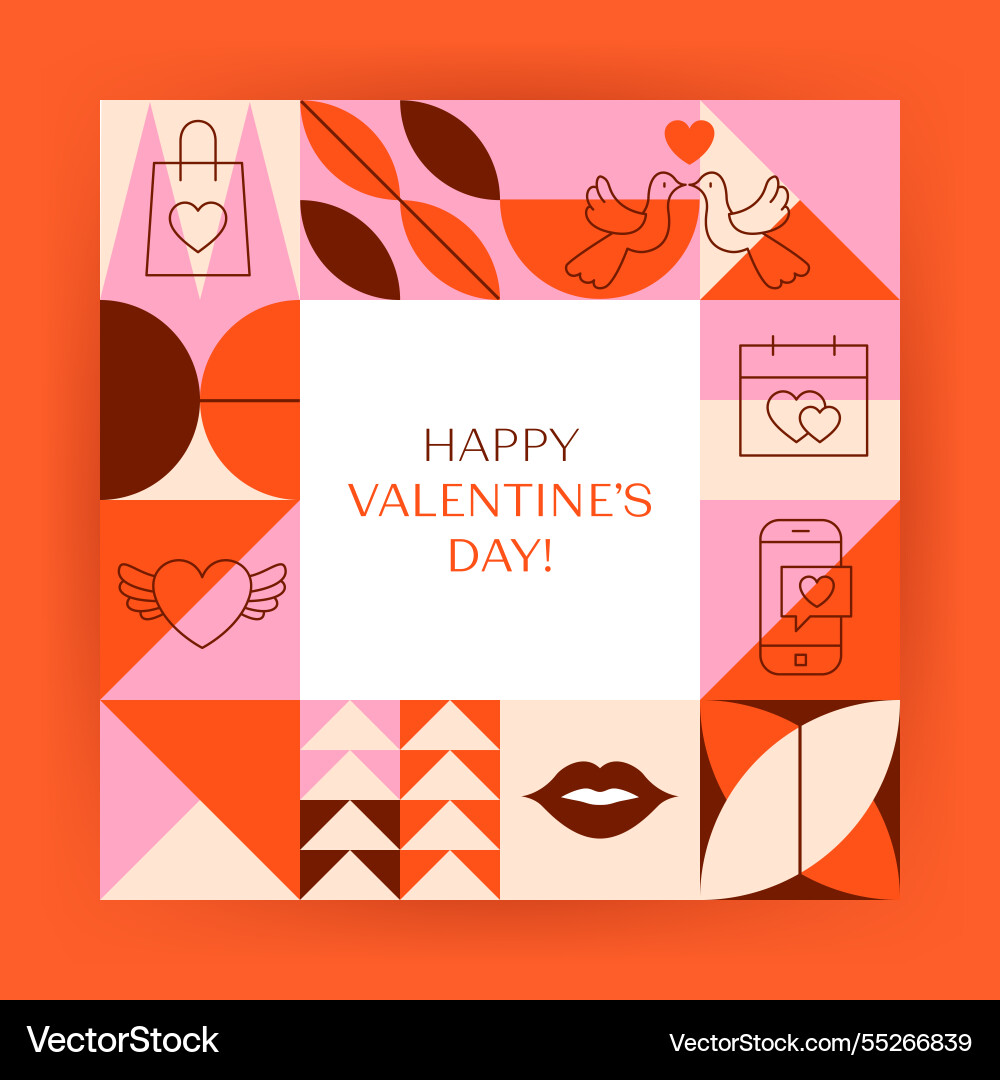 Square valentines day concept Royalty Free Vector Image