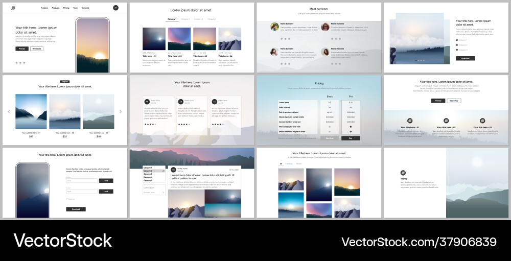 Templates for website design presentations Vector Image