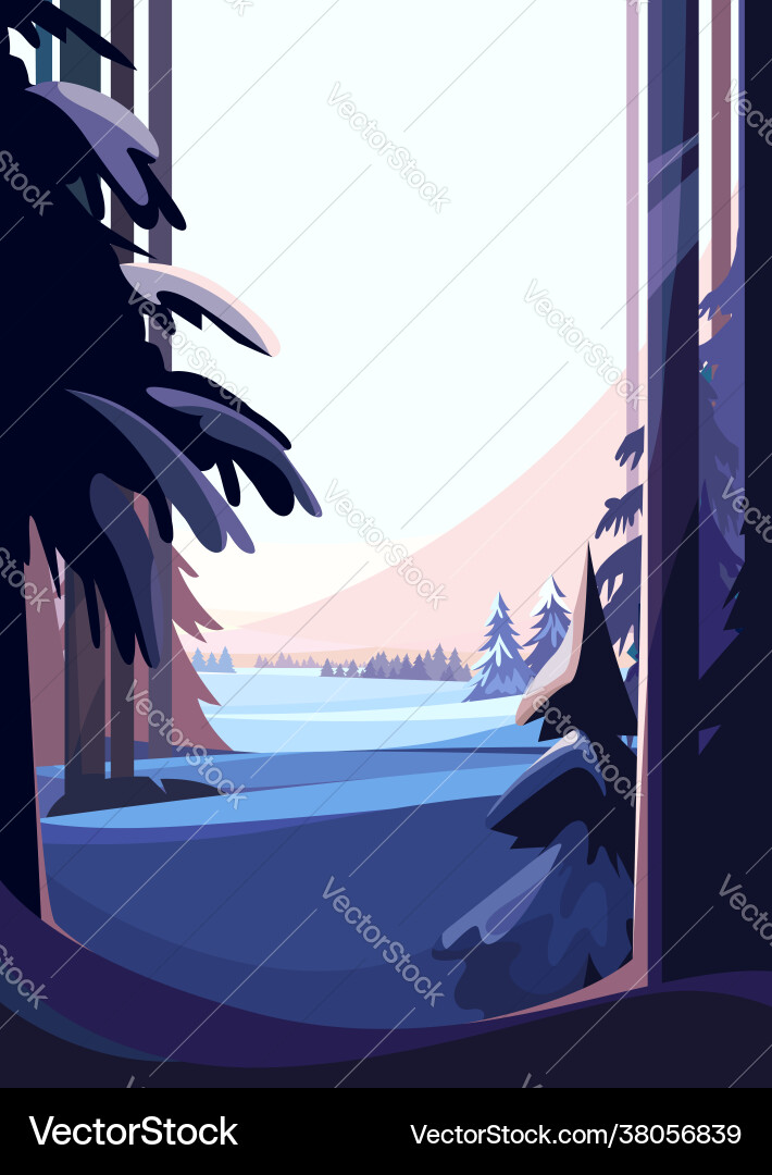 Winter coniferous forest Royalty Free Vector Image