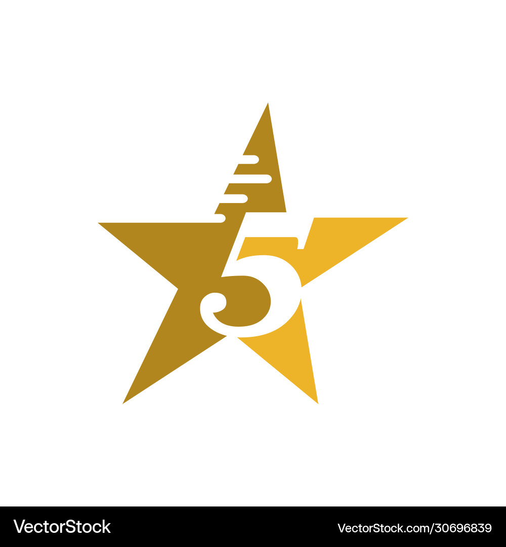 Yellow 5 five star logo design Royalty Free Vector Image