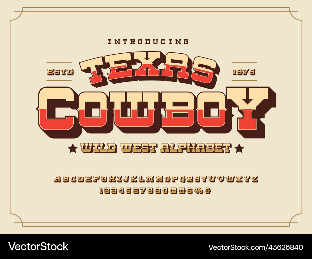 Cowboy font Royalty Free Vector Image - VectorStock