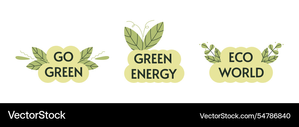 Eco friendly stickers set Royalty Free Vector Image
