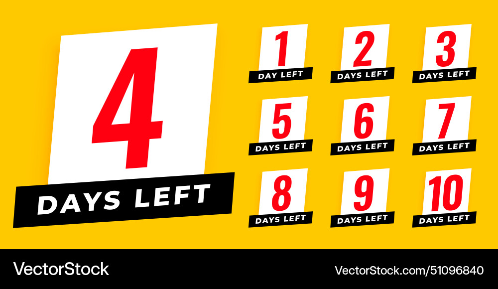 Flat announcement days left yellow template Vector Image