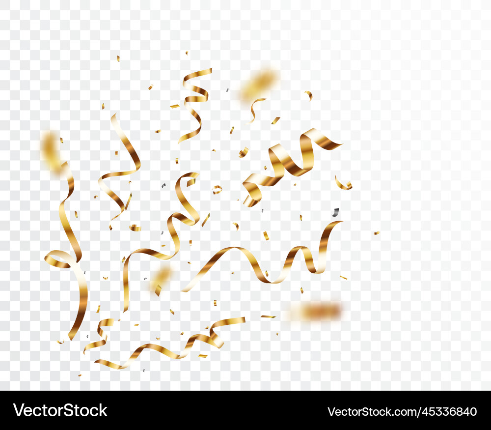 Gold Confetti and Ribbon Celebration Royalty Free Vector