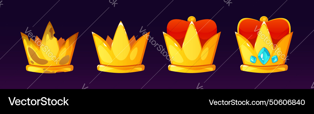 Gold crown icon for game ui level rank design Vector Image
