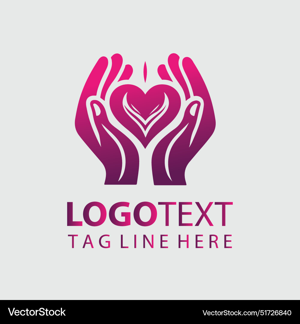 Heart hand logo Royalty Free Vector Image - VectorStock