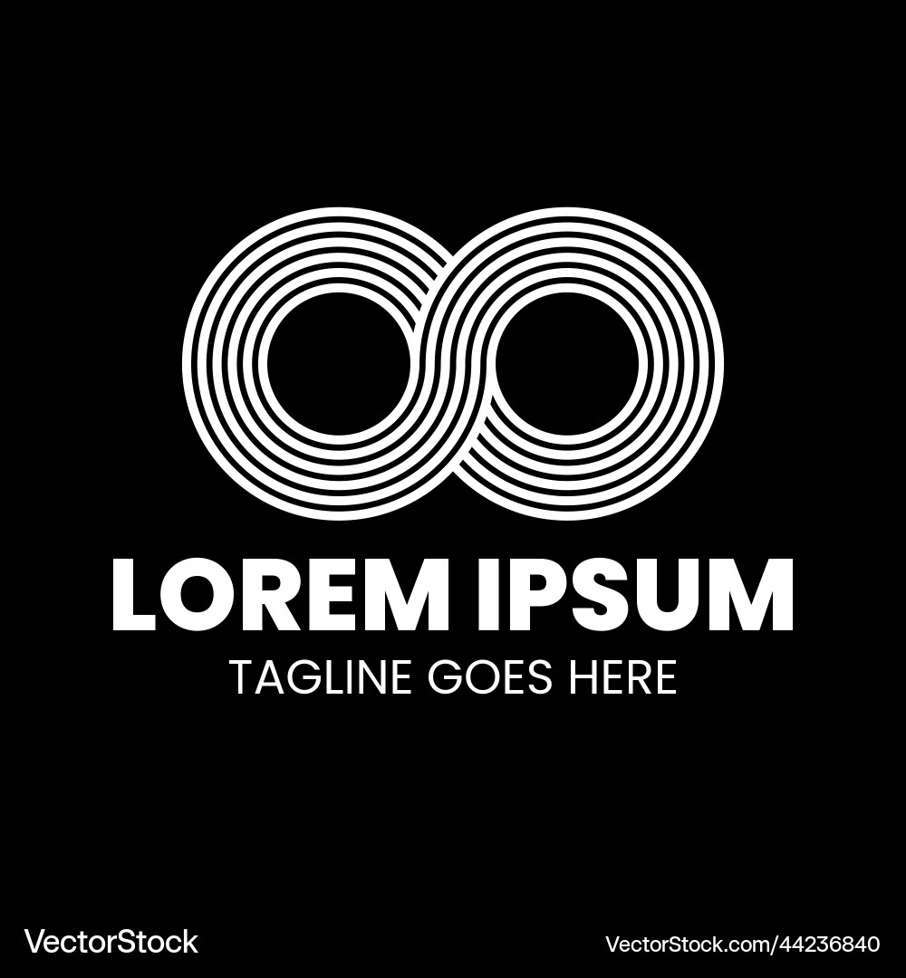 Infinity logo loop black and white Royalty Free Vector Image