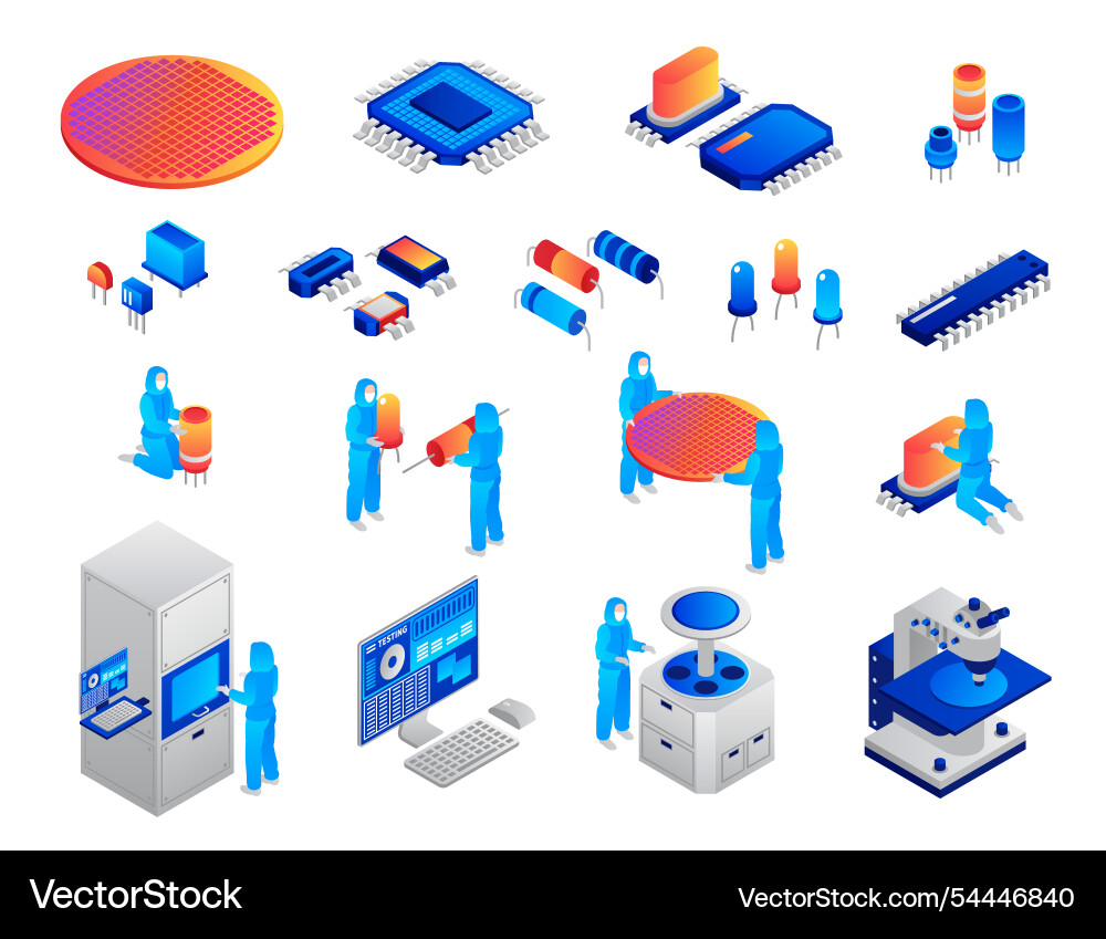 Isometric semiconductor manufacturing Royalty Free Vector