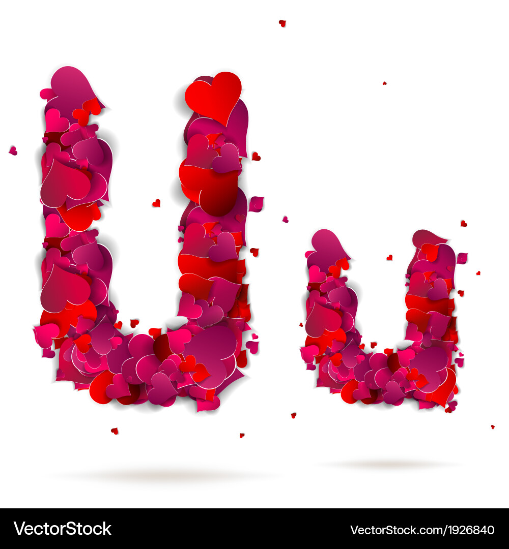 Letter u made from hearts love alphabet Royalty Free Vector