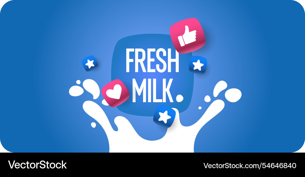 Modern poster fresh milk with splashes Royalty Free Vector