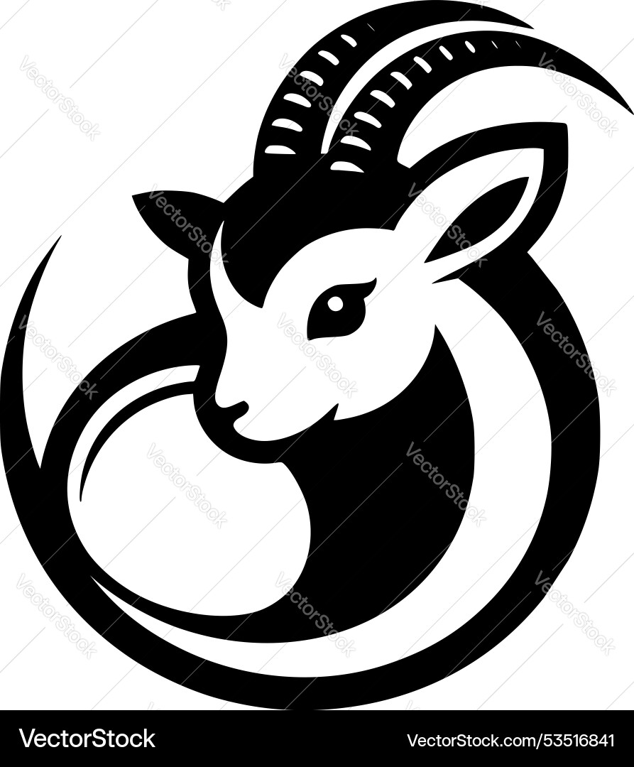 Adorable markhor black and white Royalty Free Vector Image