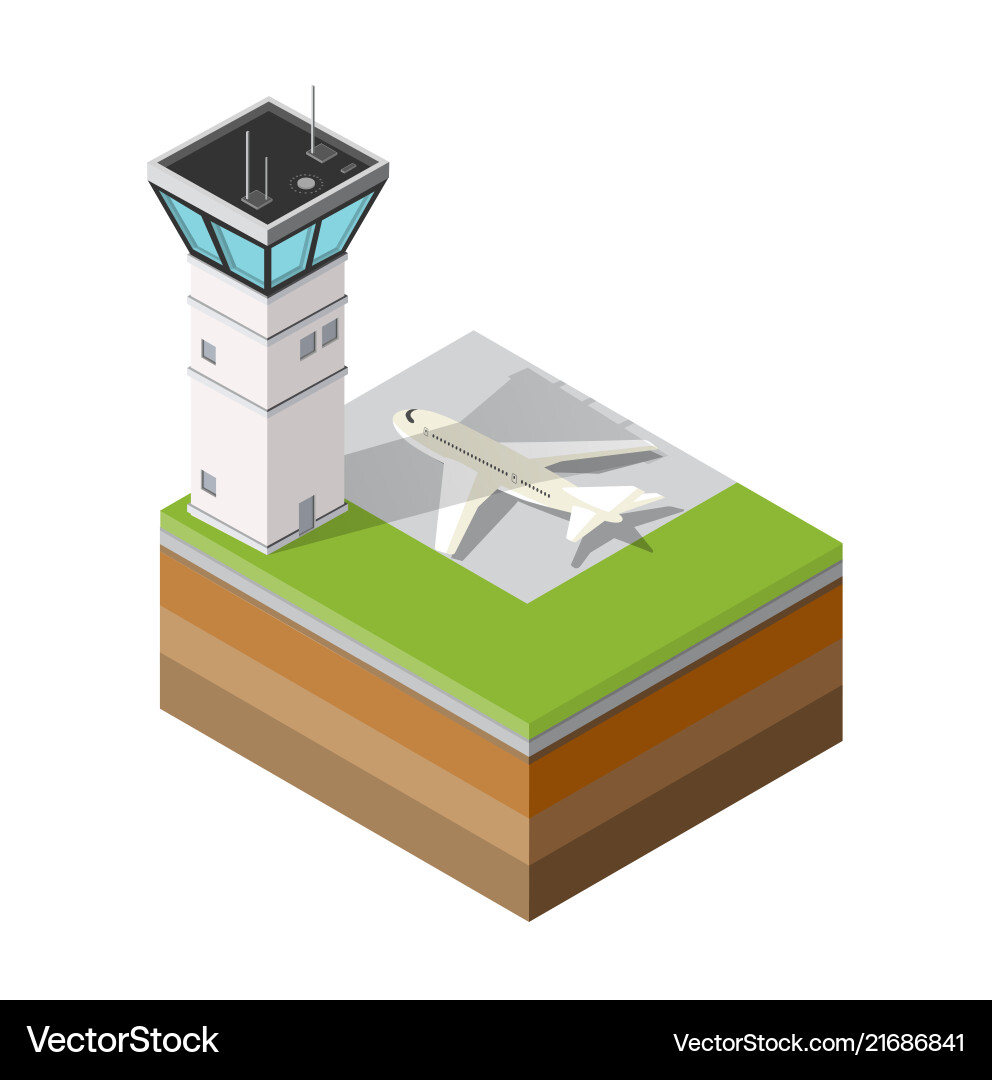 Airport runway control tower Royalty Free Vector Image