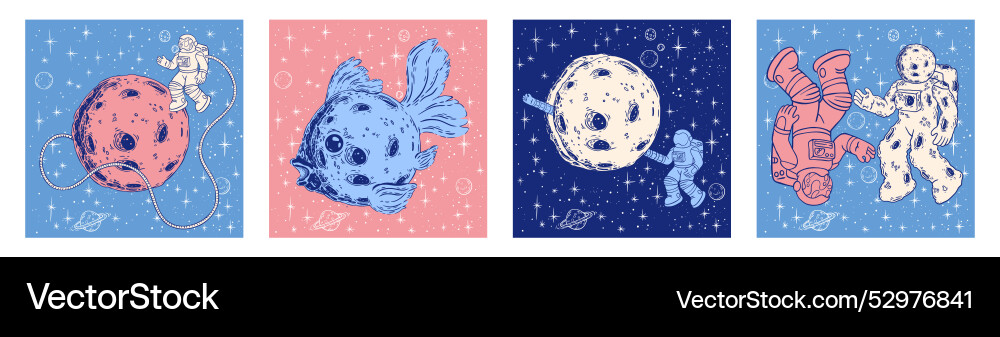 Astronaut in outer space cartoon spaceman zero Vector Image