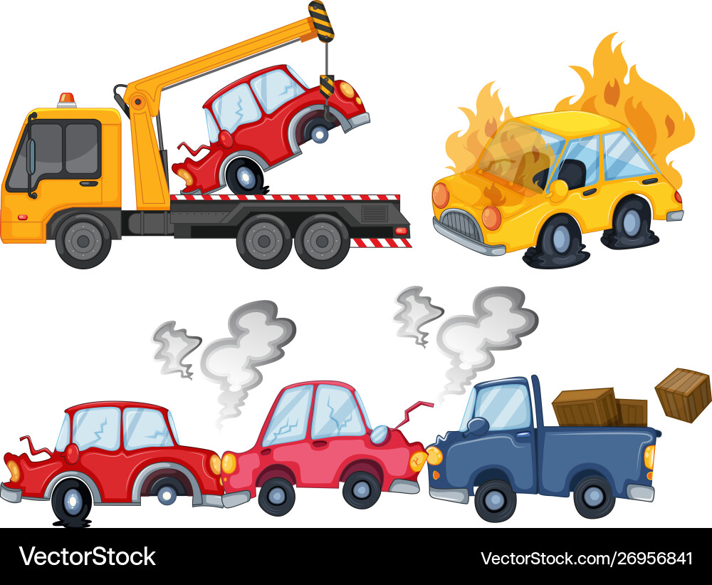 Car Crash Scenes - Collision Royalty Free Vector Image