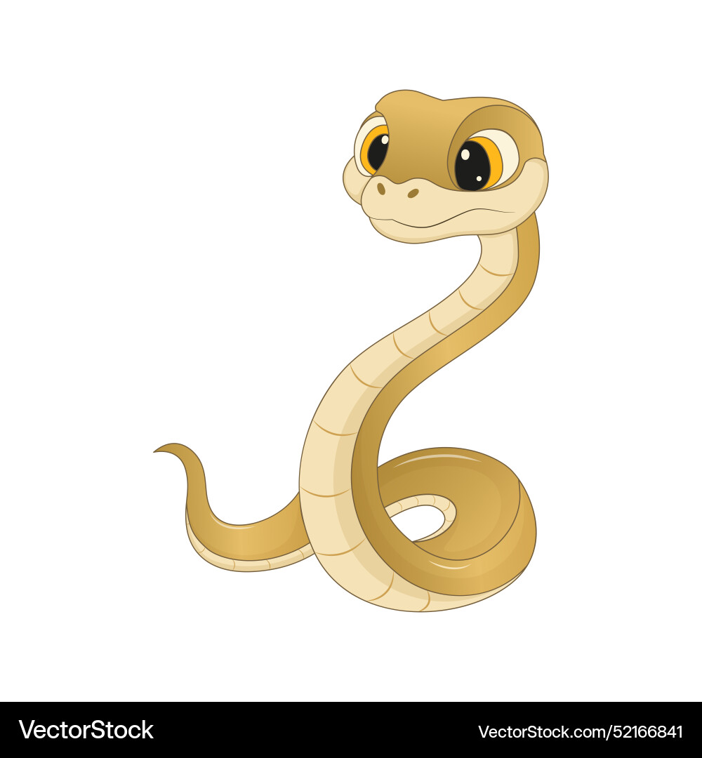 Cute cartoon golden snake character Royalty Free Vector