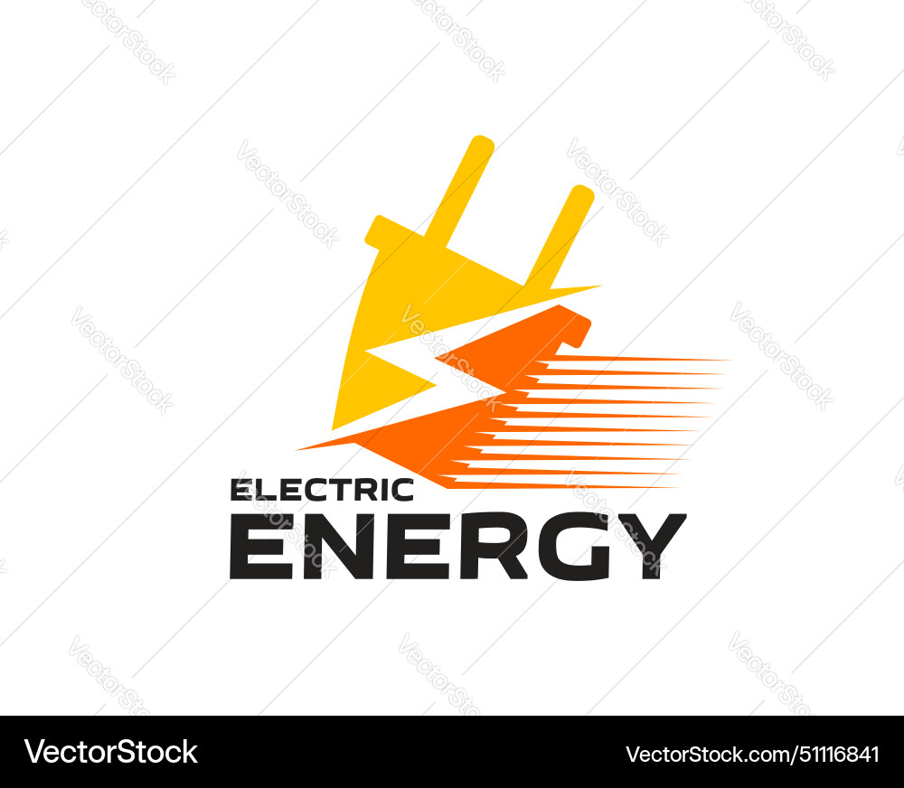 Electric energy logo icon with plug and flash bolt