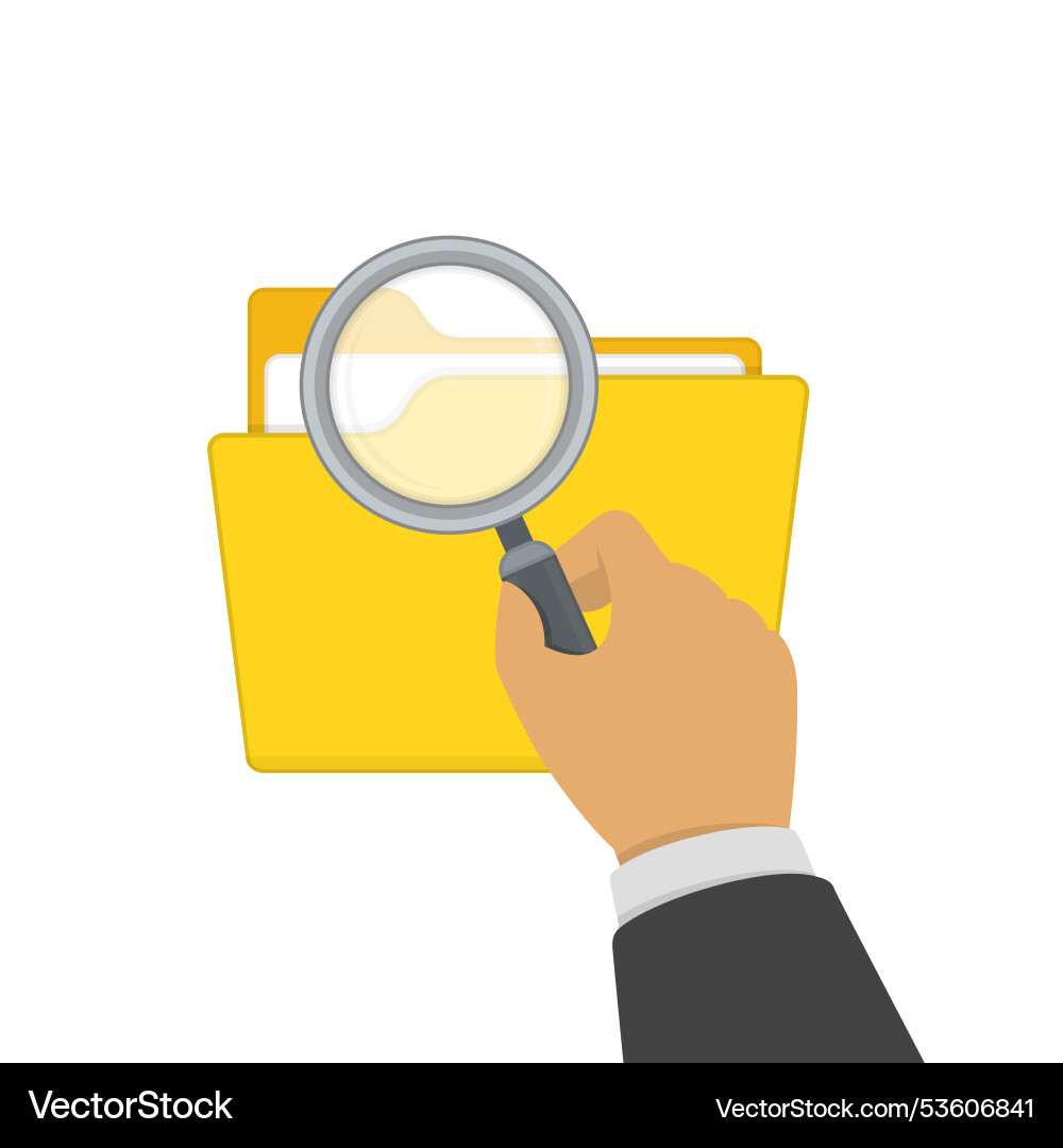 Folder and magnifying glass icon on white Vector Image