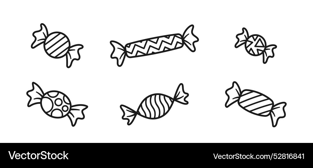 Hand drawn collection of candy doodles in various Vector Image