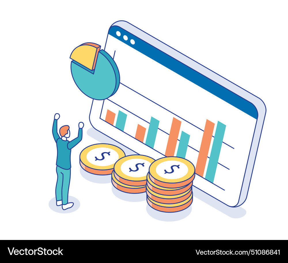 Investment strategy contour isometric character Vector Image