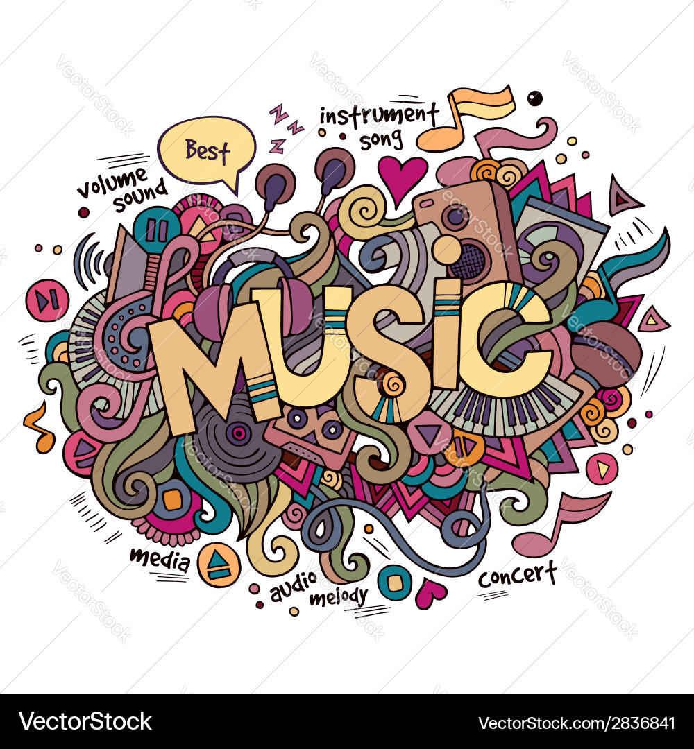 Music hand lettering and doodles elements Vector Image