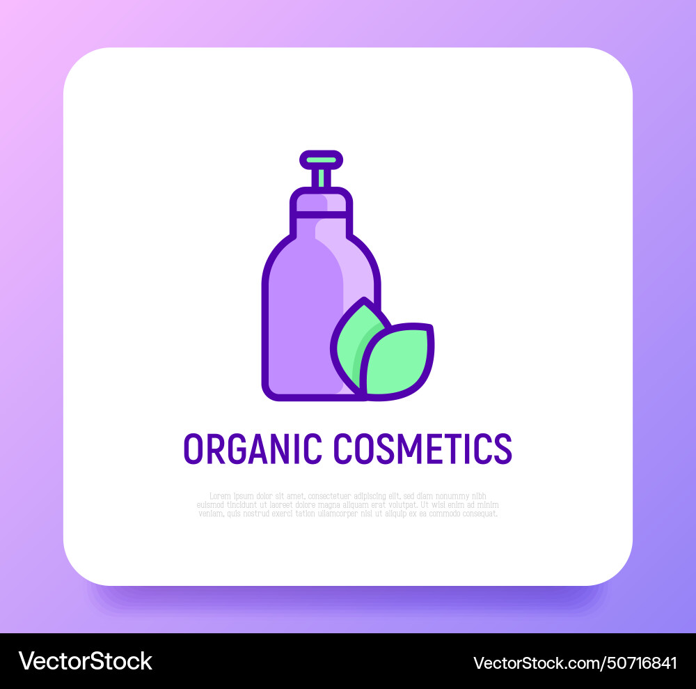 Organic cosmetics thin line icon glass bottle Vector Image
