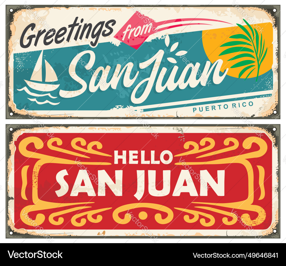 San Juan Puerto Rico Postcard Royalty Free Vector Image