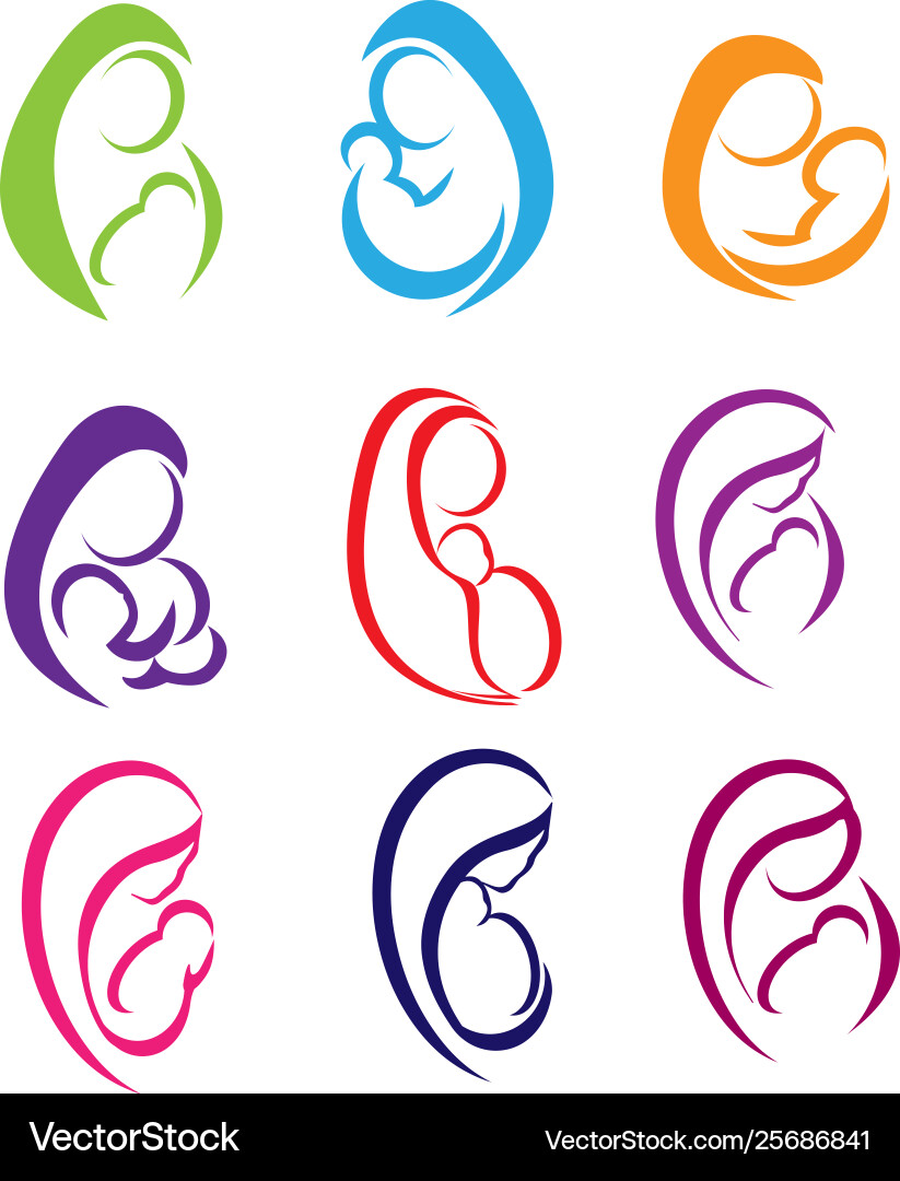 Set mother and son logos Royalty Free Vector Image