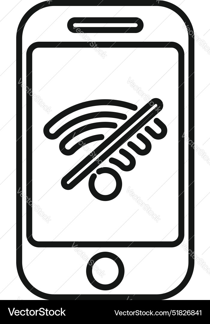 Smartphone showing wifi signal disconnected icon Vector Image