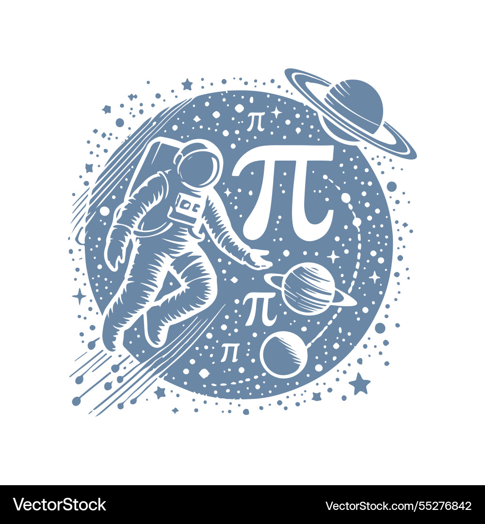 Astronaut and pi symbol silhouette for day Vector Image