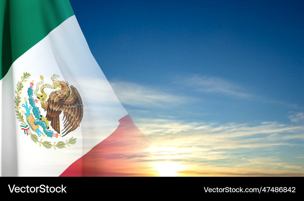 Flag of mexico on background sky Royalty Free Vector Image