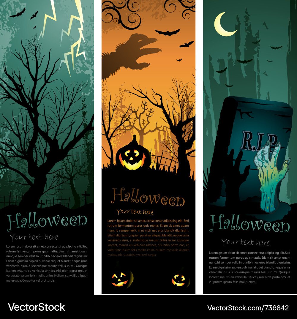 Halloweens vertical banners Royalty Free Vector Image