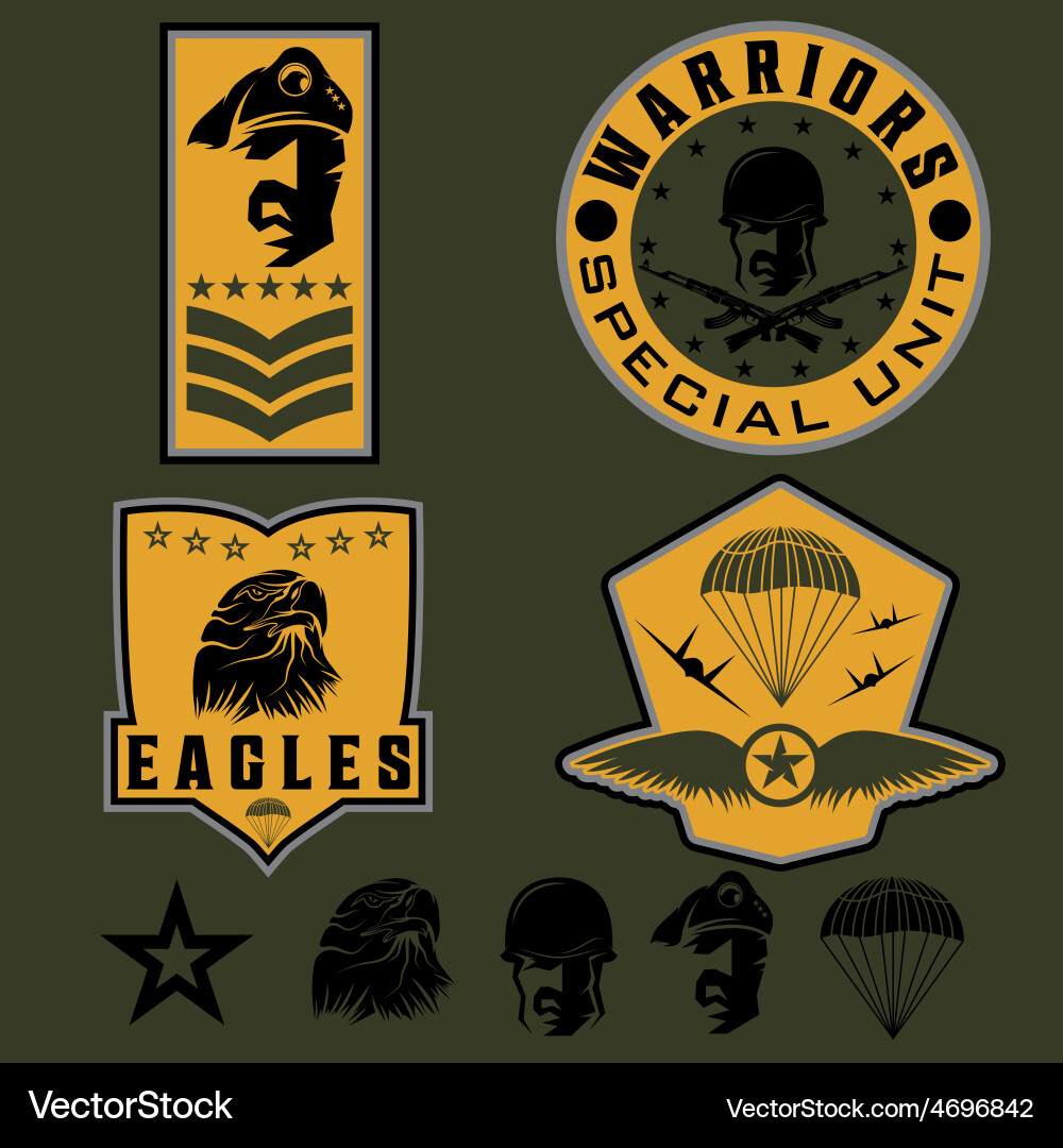 Military Emblem Set - Unit Badges Royalty Free Vector Image