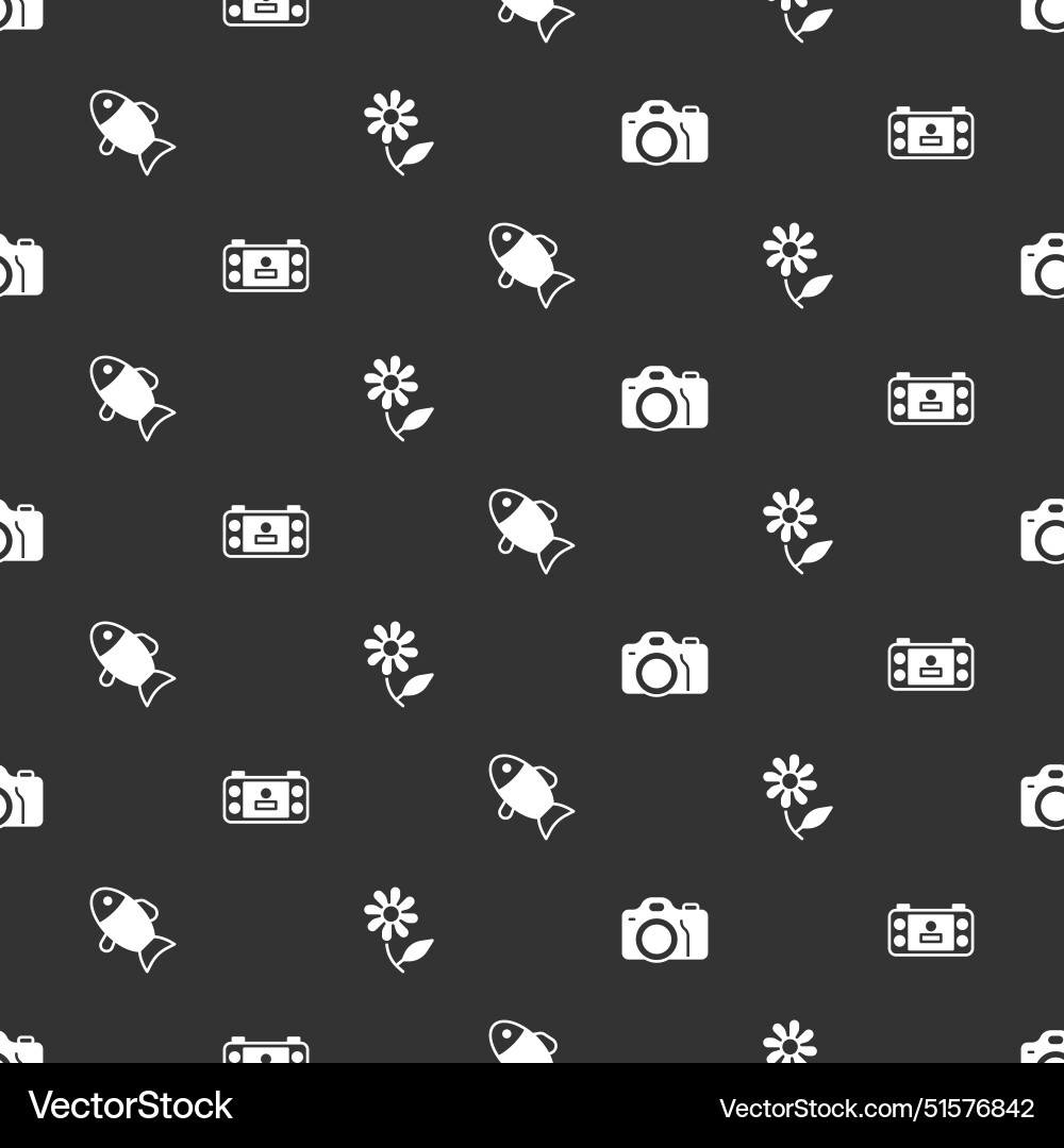 Set photo camera portable video game console fish Vector Image