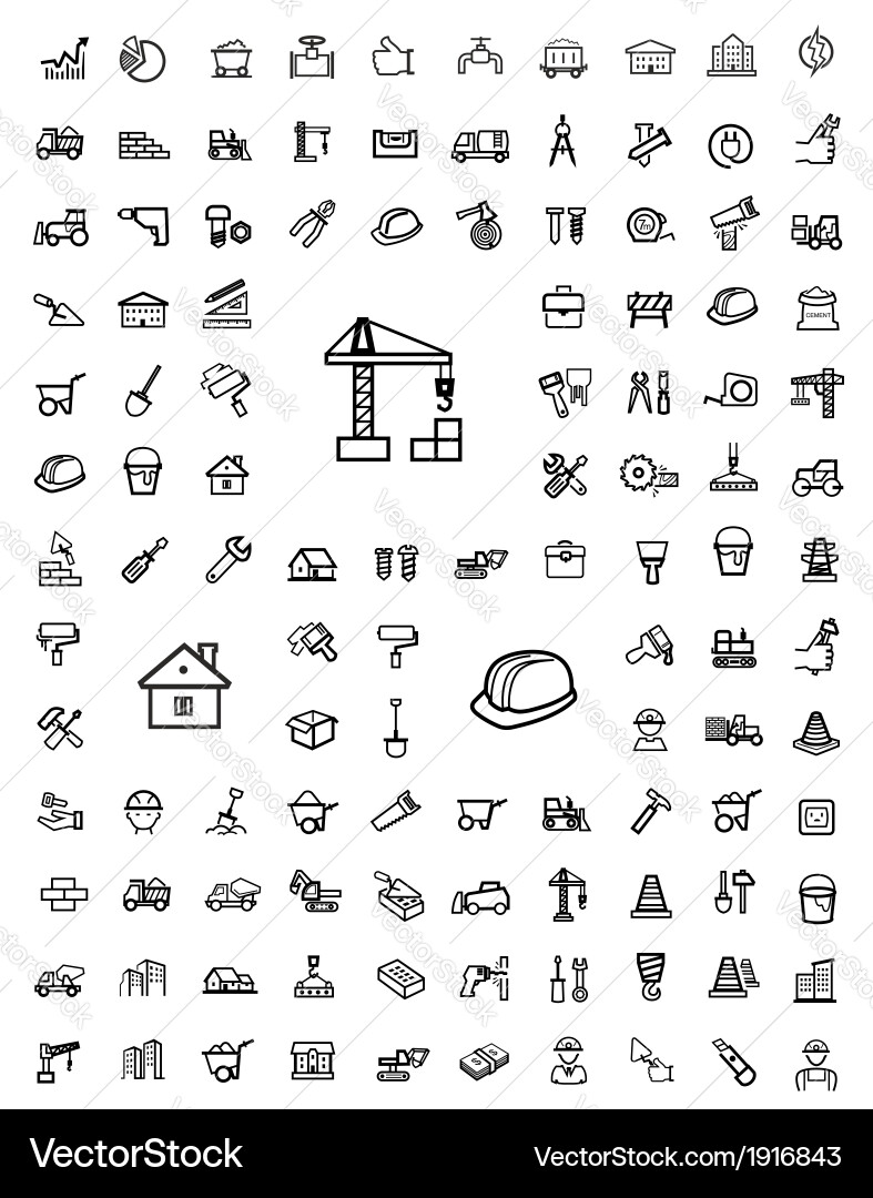 Black construction icons set Royalty Free Vector Image