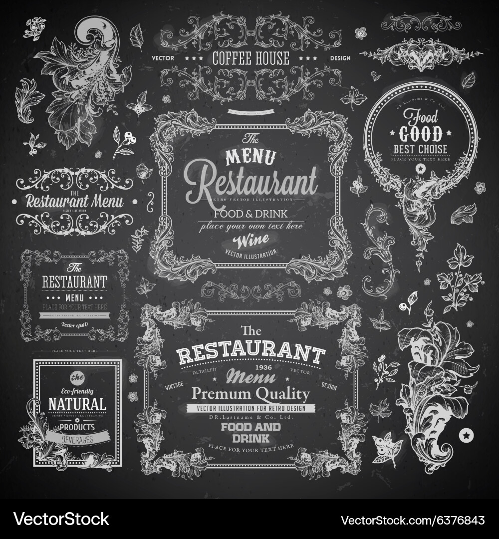 Chalk board menu set Royalty Free Vector Image