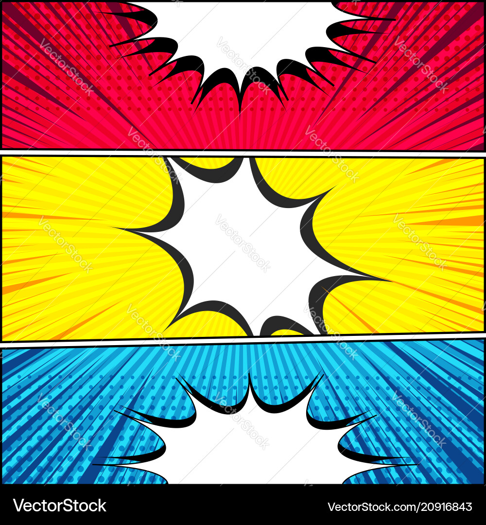 Comic book horizontal banners Royalty Free Vector Image